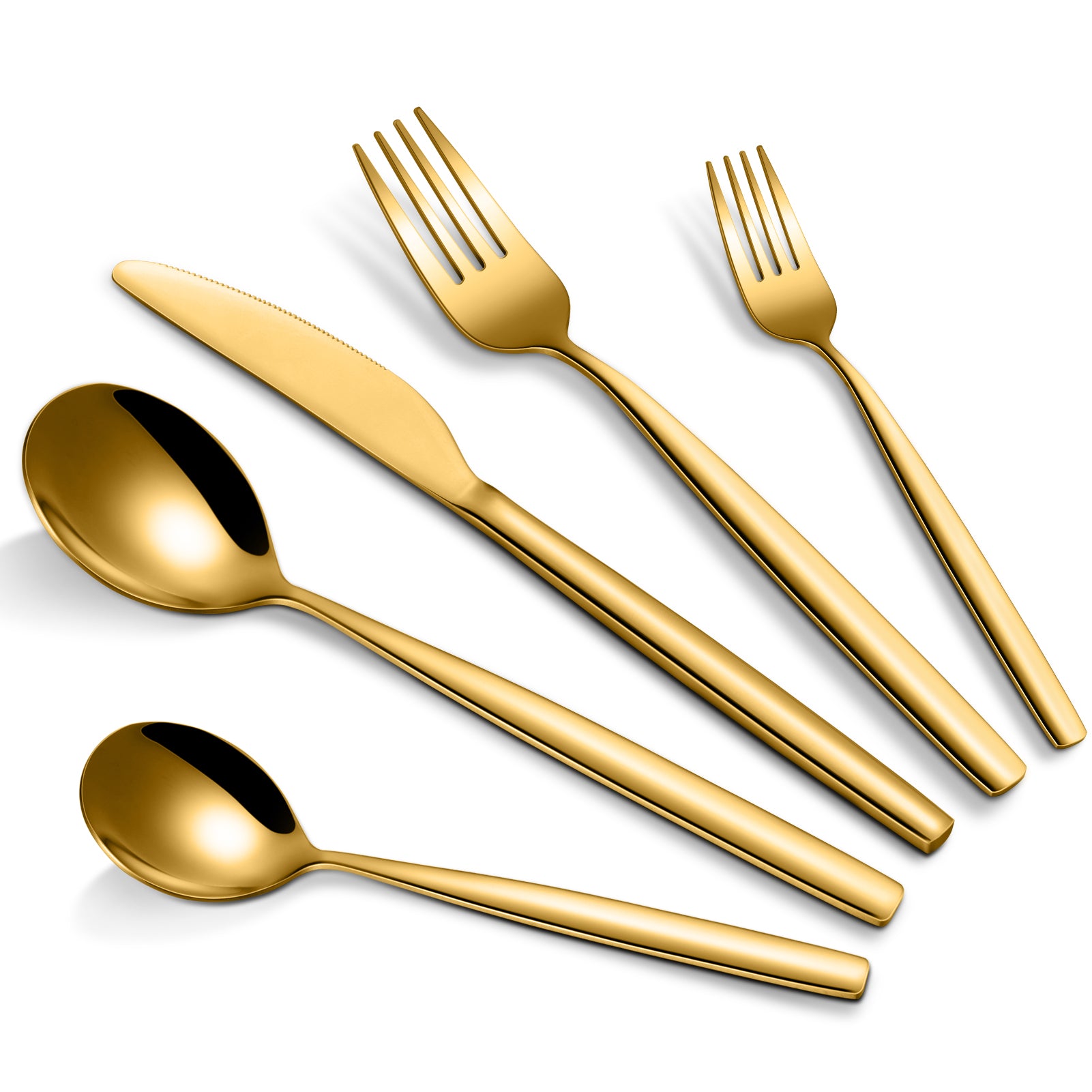 GAOMON 30-Piece Matte Gold Silverware Set, Stainless Steel Flatware Se