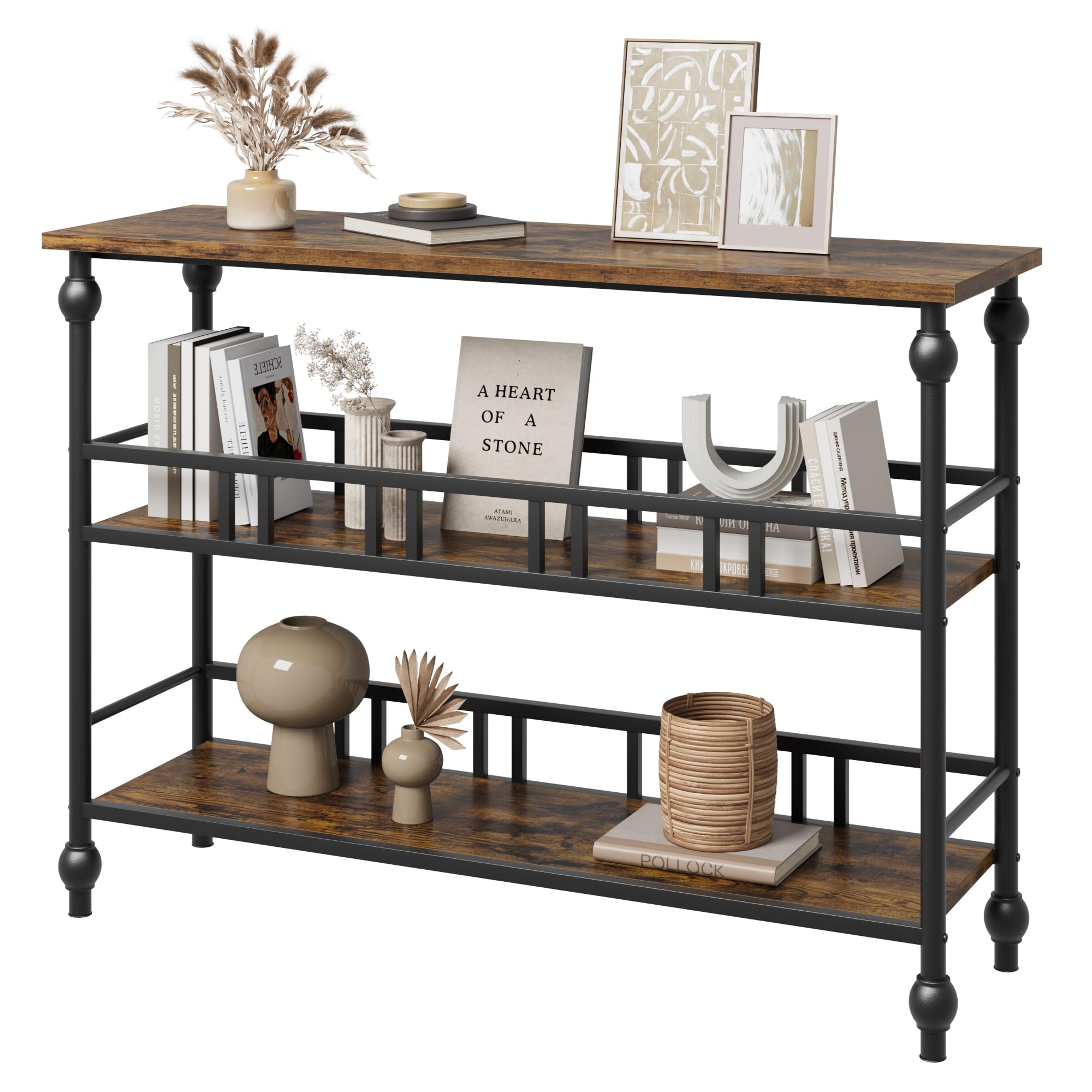 GAOMON Console Table with Drawers, Narrow Entryway Table, MDF Wood & M
