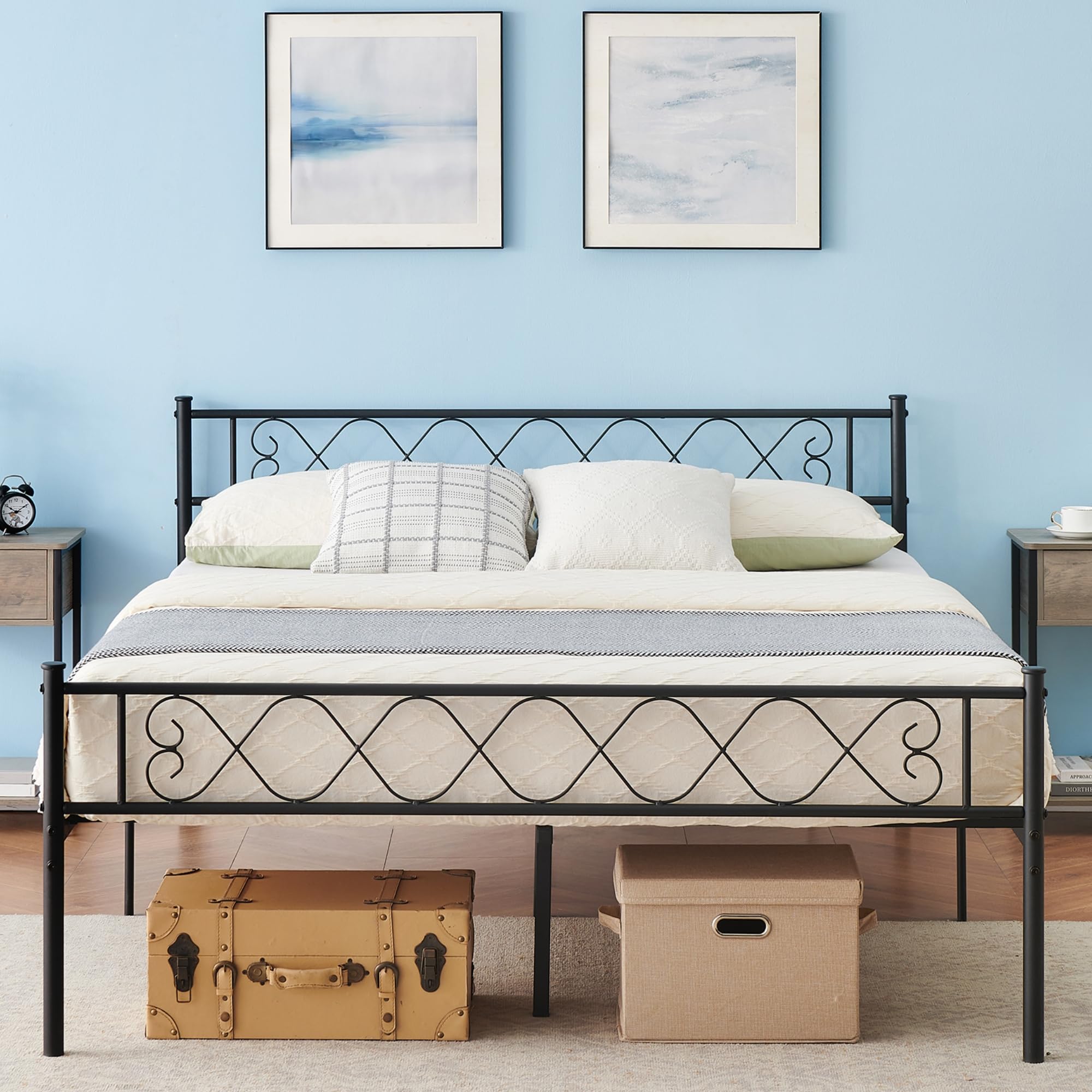 GAOMON Queen Metal Bed Frame with Heart Design, Sturdy Platform, Noise
