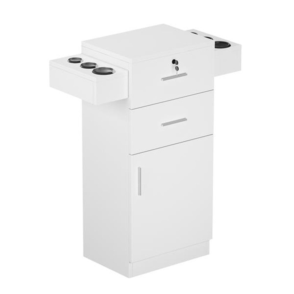 GAOMON Salon Locker Cabinet Storage Cart Hair Dryer Rack Drawer White