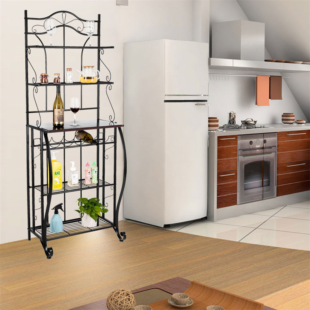 GAOMON 5-tier Metal Kitchen Rack Storage Holder Organizer Black