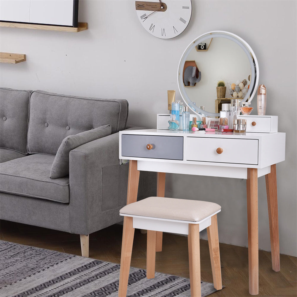 GAOMON Dressing Table Bedroom Solid Wood Simple Dressing Table White
